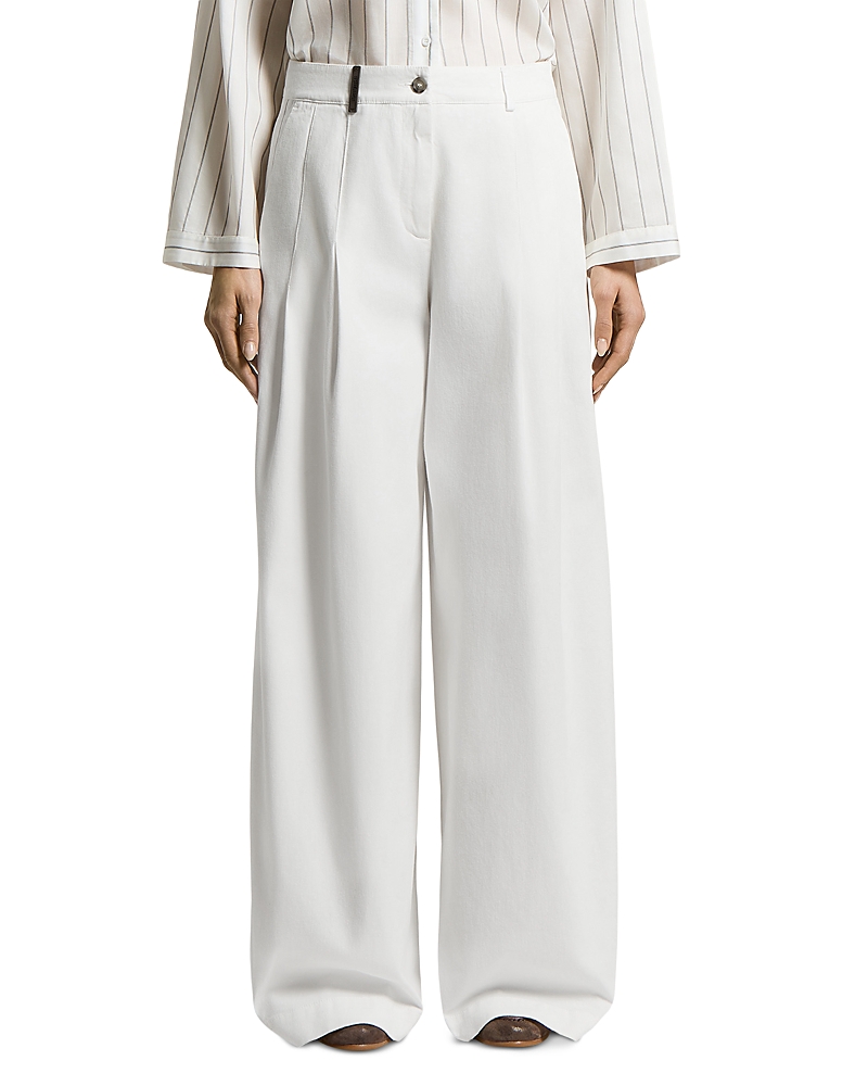 PESERICO Peserico Ready to Dye Stretch Cotton Gabardine Wide Leg Pants